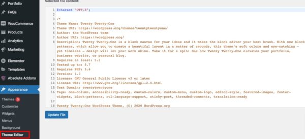 Fix syntax error in WordPress