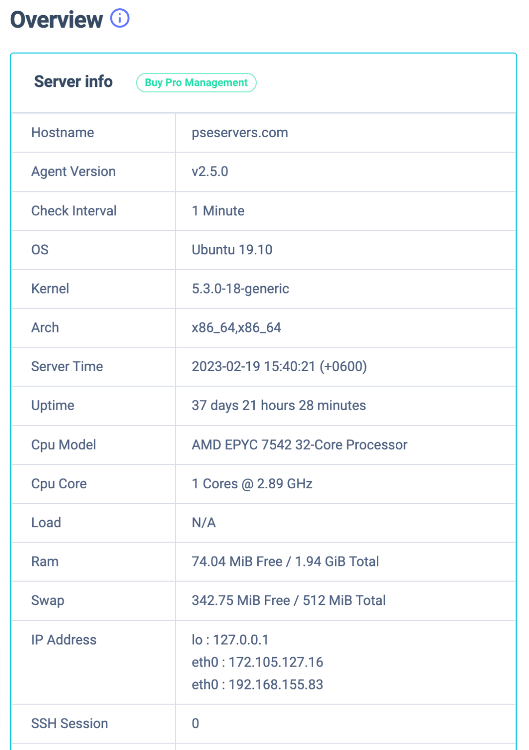 Server Overview - UptimeMonster